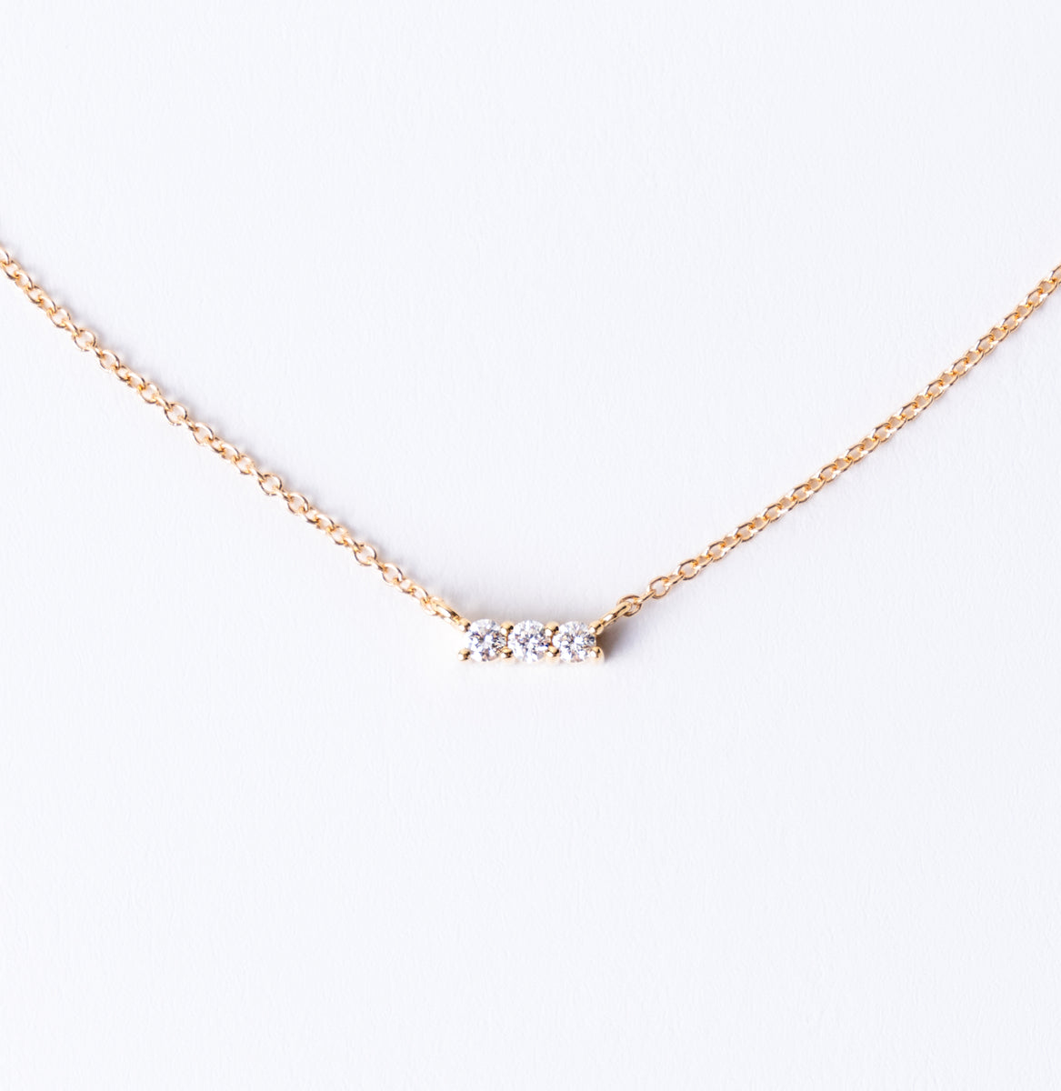 Horizontal Line Necklace - Three Diamonds – Madberet